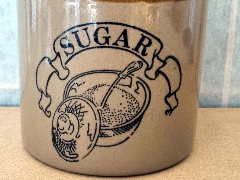 Vintage Stoneware Sugar Jar, Two-tone Brown, Cork Lid, Pearsons of ...