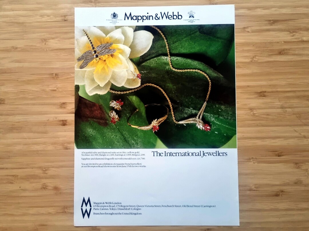 Vintage Jewellery Advertisement Art, Mappin and Webb Ruby Diamond ...