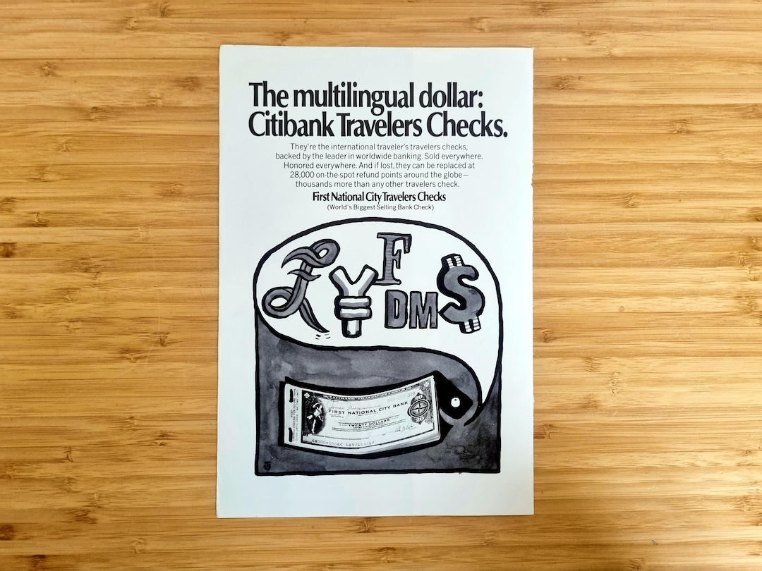 Vintage Citibank Travelers Checks Advertisement – Original 1970s ...