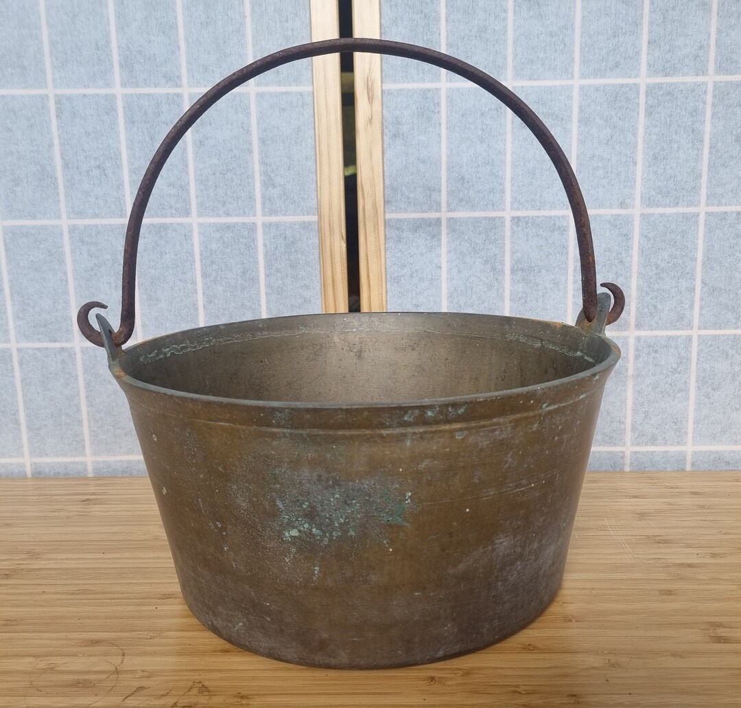 Antique Brass Pot Vintage Wash Pot Basin Farmhouse Antiques Rustic Home ...