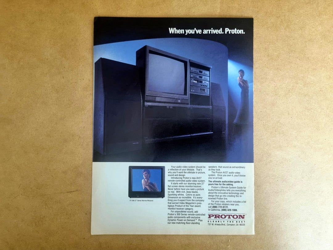 Vintage Magazine Advertisement Print, Proton Audio Video System TV ...