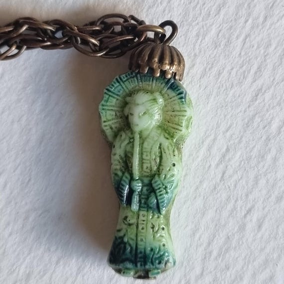 Vintage Chinese Jade Charm Bracelet Buddha Rainbow Lu… - Gem