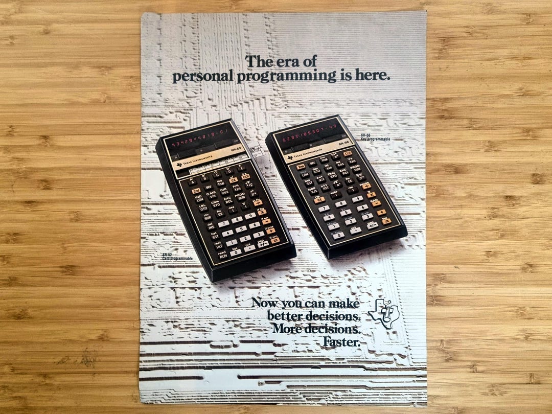 Vintage Calculator Advertisement Page, Texas Instruments Programmable ...