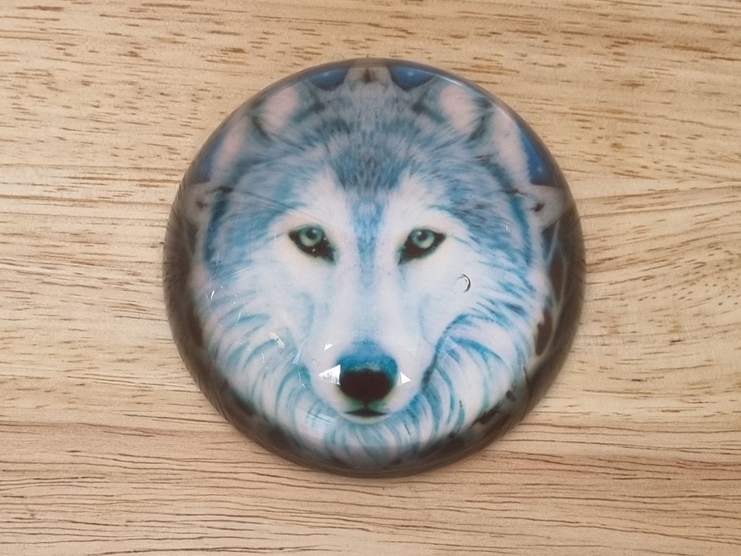 Vintage Wolf Glass Paperweight | Blue Grey Arctic Wolf Art Dome ...