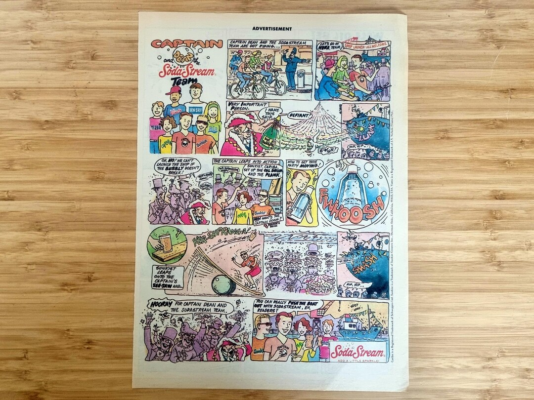Original 1990 Sodastream Comic-strip Advert, UK Kitchen Appliance ...