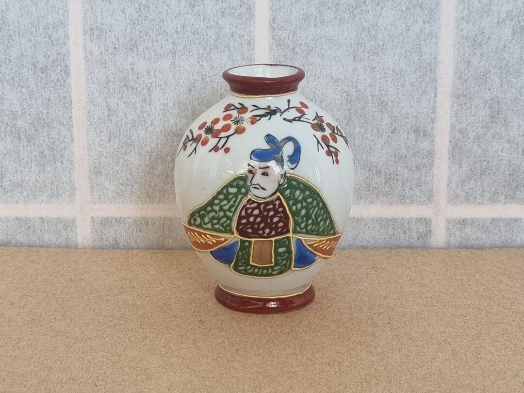 Japanese Samurai Miniature Vase | Hand Painted Ceramic Pottery | 3 Inch ...