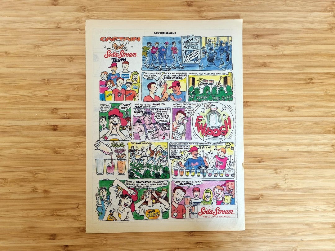1990s Sodastream Comic Ad, Vintage Schweppes Soda Advertisement, Retro ...
