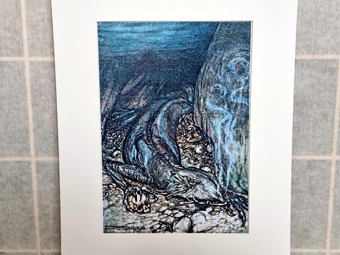 Art Print, Arthur Rackham Fafnir Dragon Illustration, Wagner Ring Cycle ...