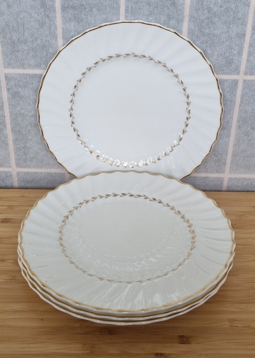 Royal Doulton Adrian Plate | White Gold Wreath Pattern | 8" Vintage ...