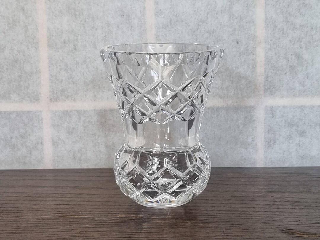 Small Crystal Bud Vase | Vintage Cut Glass | Diamond Pattern | Flower Holder | 3 Inch | Home ...
