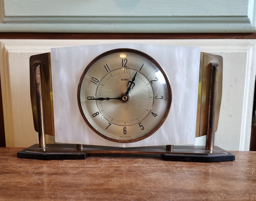 Metamec Mantel Clock, Vintage British Industry Products, Art Deco Metal ...