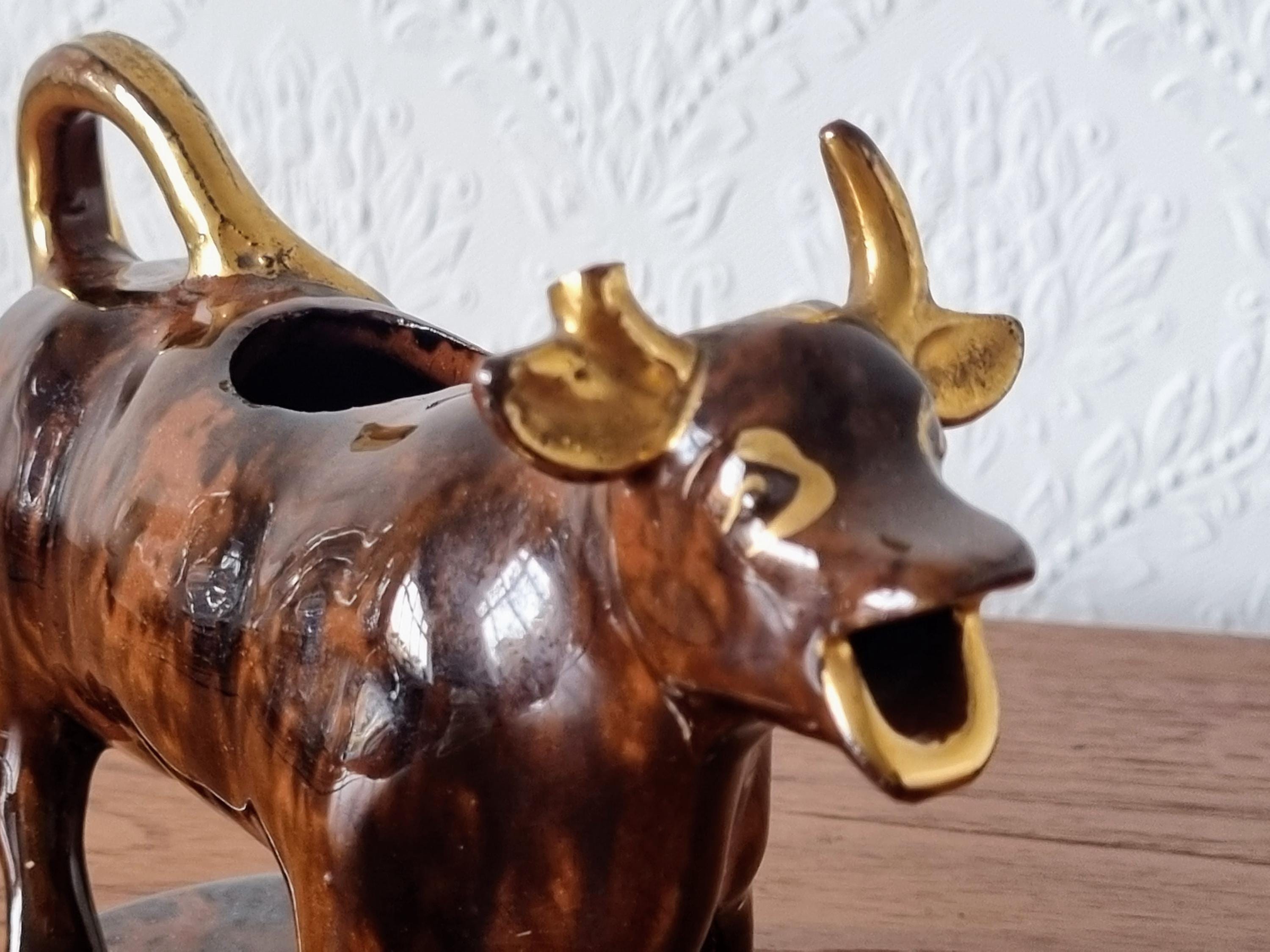 Antique Staffordshire Cow Creamer, Victorian Jackfield Glaze Pottery ...