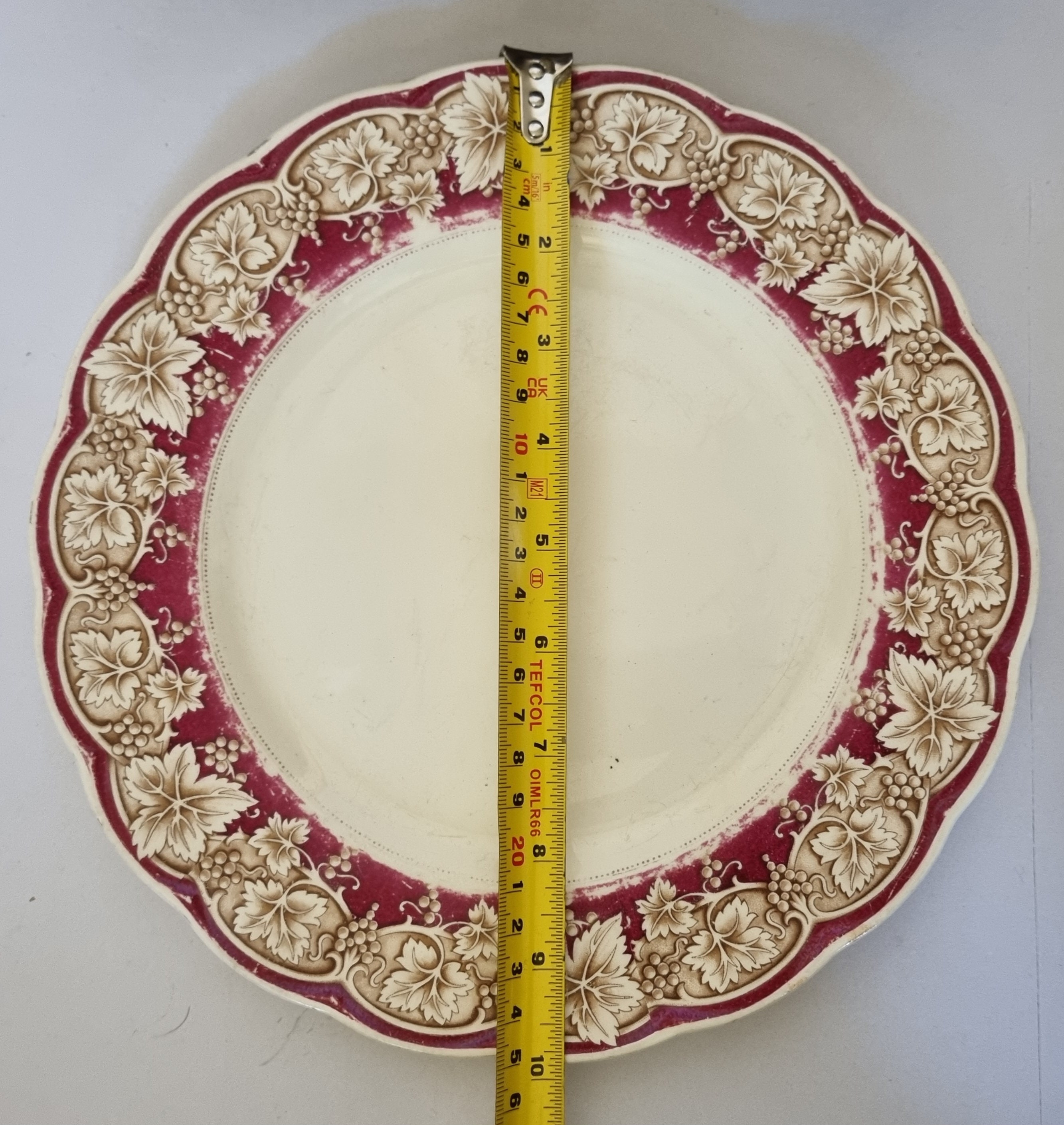 Grindley Hampton Vine Plate Burgundy Cream China Vintage English ...