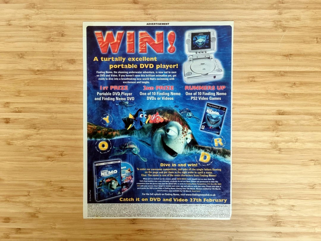 Finding Nemo Magazine Advertisement, 2000s Disney Pixar Movie Promo ...