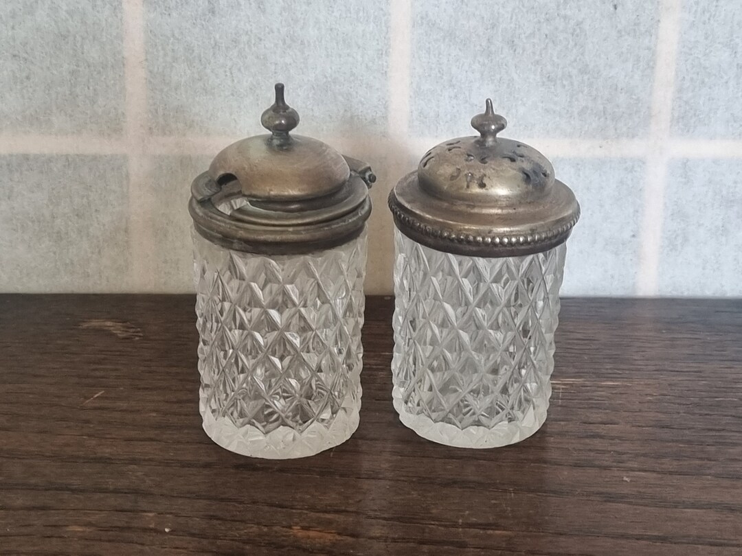 Antique Cruet Jars in Pewter and Glass // Ashleyparkerva - Etsy