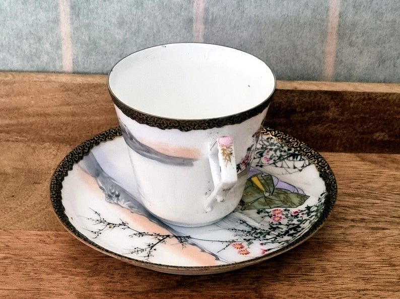 Antique Japanese Geisha Tea Cup Set | Hand-painted Porcelain Teacup ...