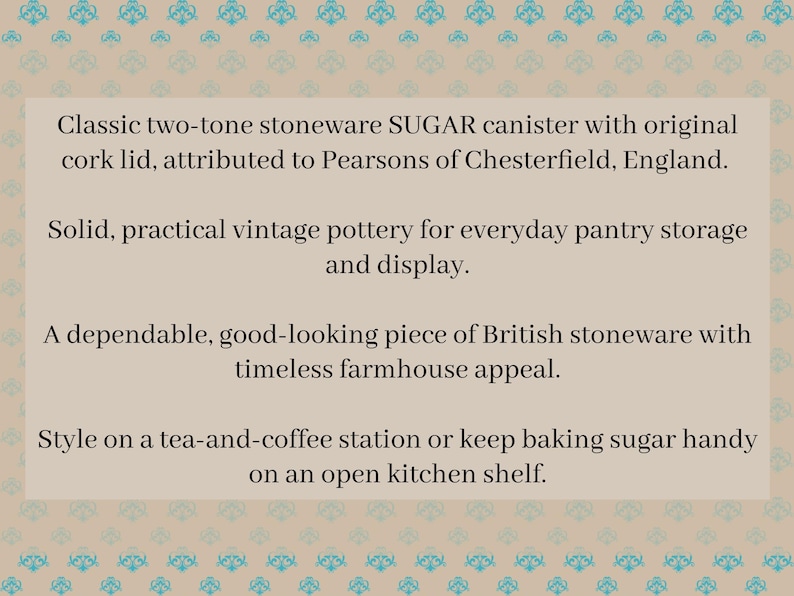 Vintage Stoneware Sugar Jar, Two-tone Brown, Cork Lid, Pearsons of ...