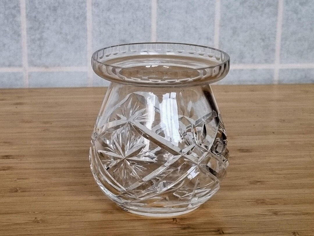 Decorative Glass Jam Pot Cut Crystal, Star Cut Pressed Glass Jar ...