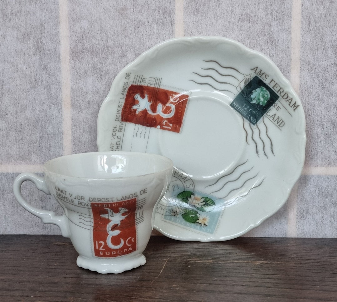 Vintage Dutch Postal Stamp Tea Cup | Amsterdam Netherlands Postage ...