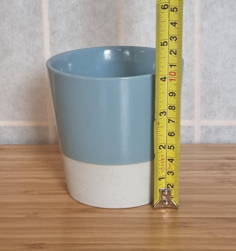 Little Plant Pot, Small Indoor Planter, Sky Blue & White Block, Elegant ...