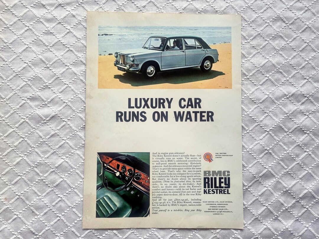 Vintage Magazine Print Ad, British Car Advertising, Riley Kestrel ...