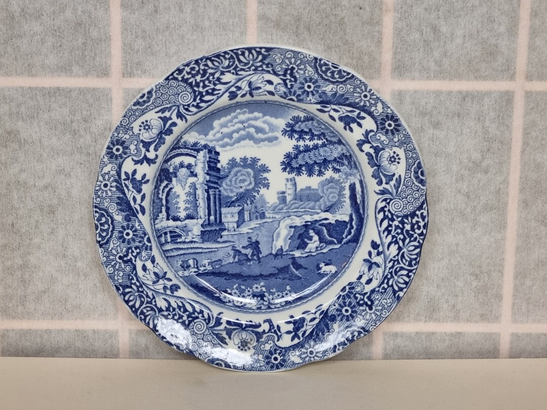 Blue Italian Spode Plate | Vintage Copeland Transferware | Pastoral ...