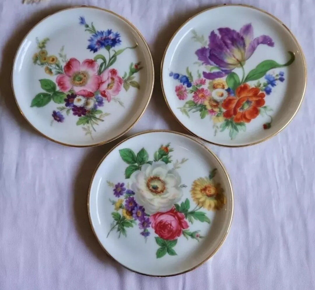 Furstenberg Porcelain Plates Vintage West Germany 3 Small Dishes ...