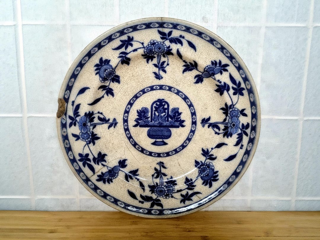 Antique Blue White Plate, Minton Delft Transferware, English Pottery ...