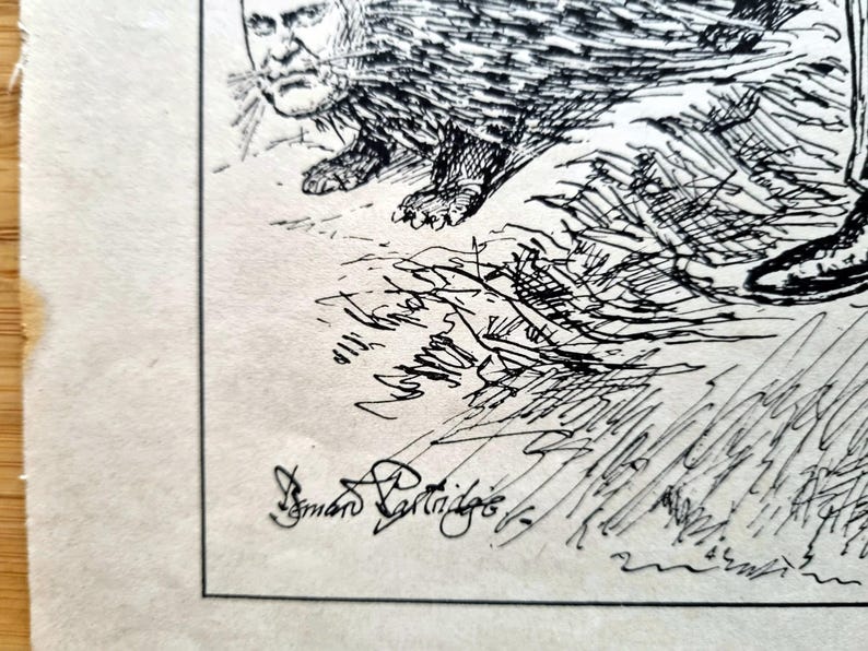 Vintage Political Cartoon Art, Chamberlain Mussolini Satire Print ...