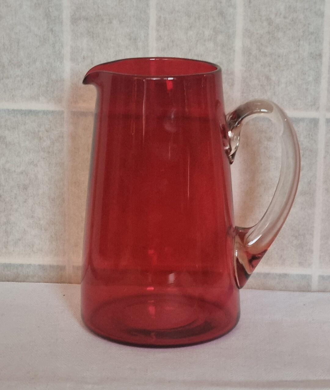 Antique Victorian Cranberry Glass Jug, Collectible Pitcher, Vintage ...