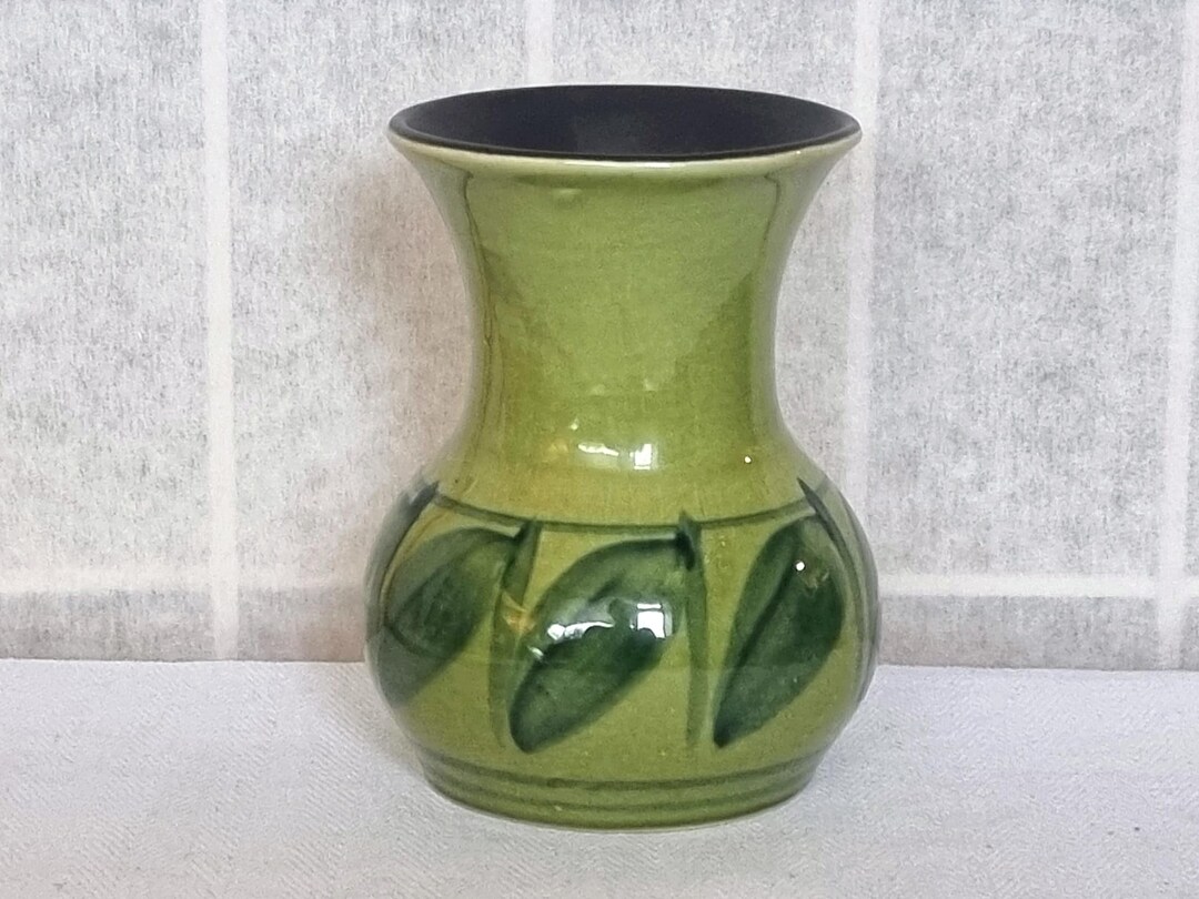 Charles Collard Honiton Studio Pottery Green Leaf Vase, Small Bud Vase ...