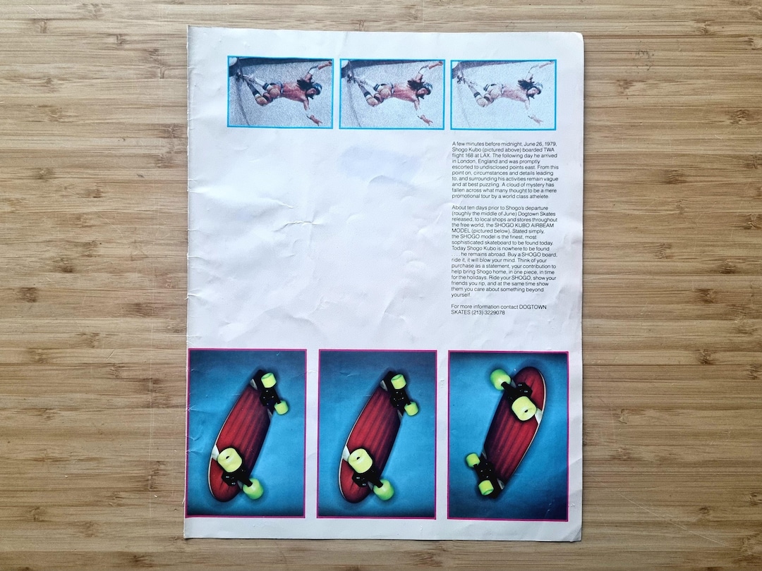 Vintage Skateboard Brand Ad, Dogtown Skates Shogo, 1979 Board Lineup ...
