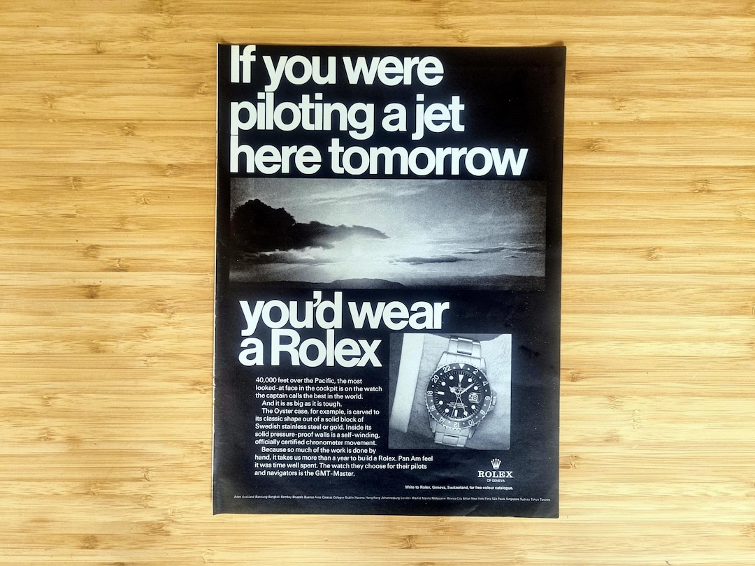 Rolex 1960s Luxury Watch Advert, 60s Advertising Art, Original Mag Ad ...