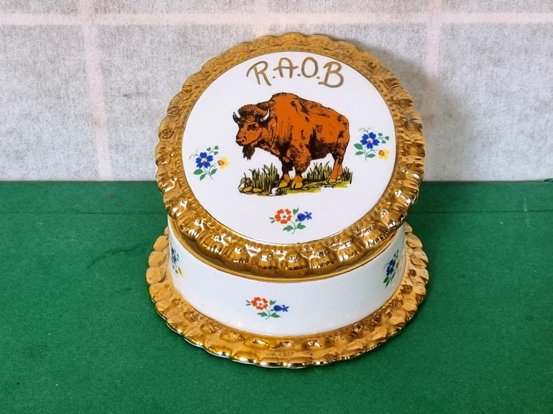 Vintage RAOB Buffalo Mason Trinket Box | Royal Antediluvian Order Hand ...