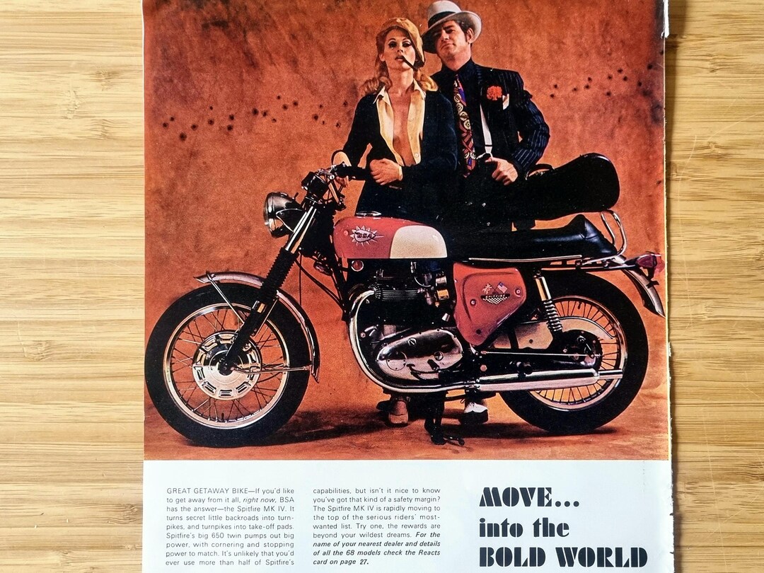 1968 BSA Spitfire Motorcycle Ad - Original 1960s Magazine Print - Etsy