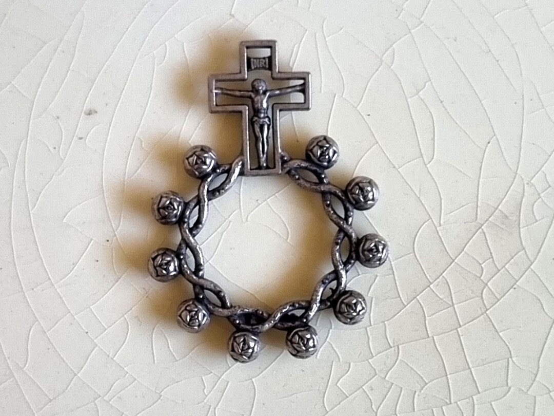 Vintage Italian Rosary Ring | Pewter Catholic Prayer Jewelry ...
