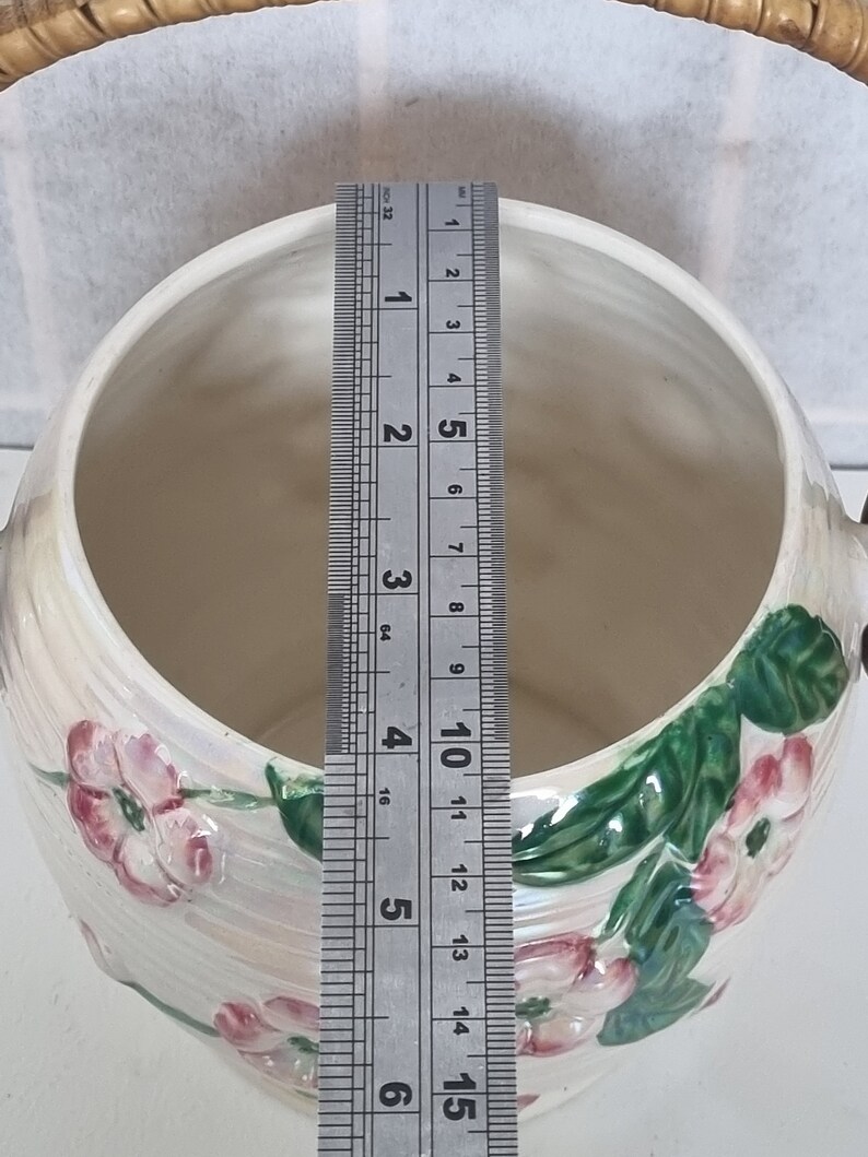 Maling Pottery Biscuit Barrel | 1930s Floral Lustreware Cookie Jar ...