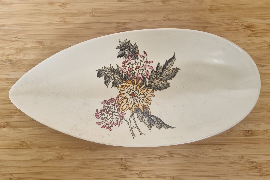 Crown Devon Fieldings Oval Plate | Chrysanthemum Design | Vintage ...