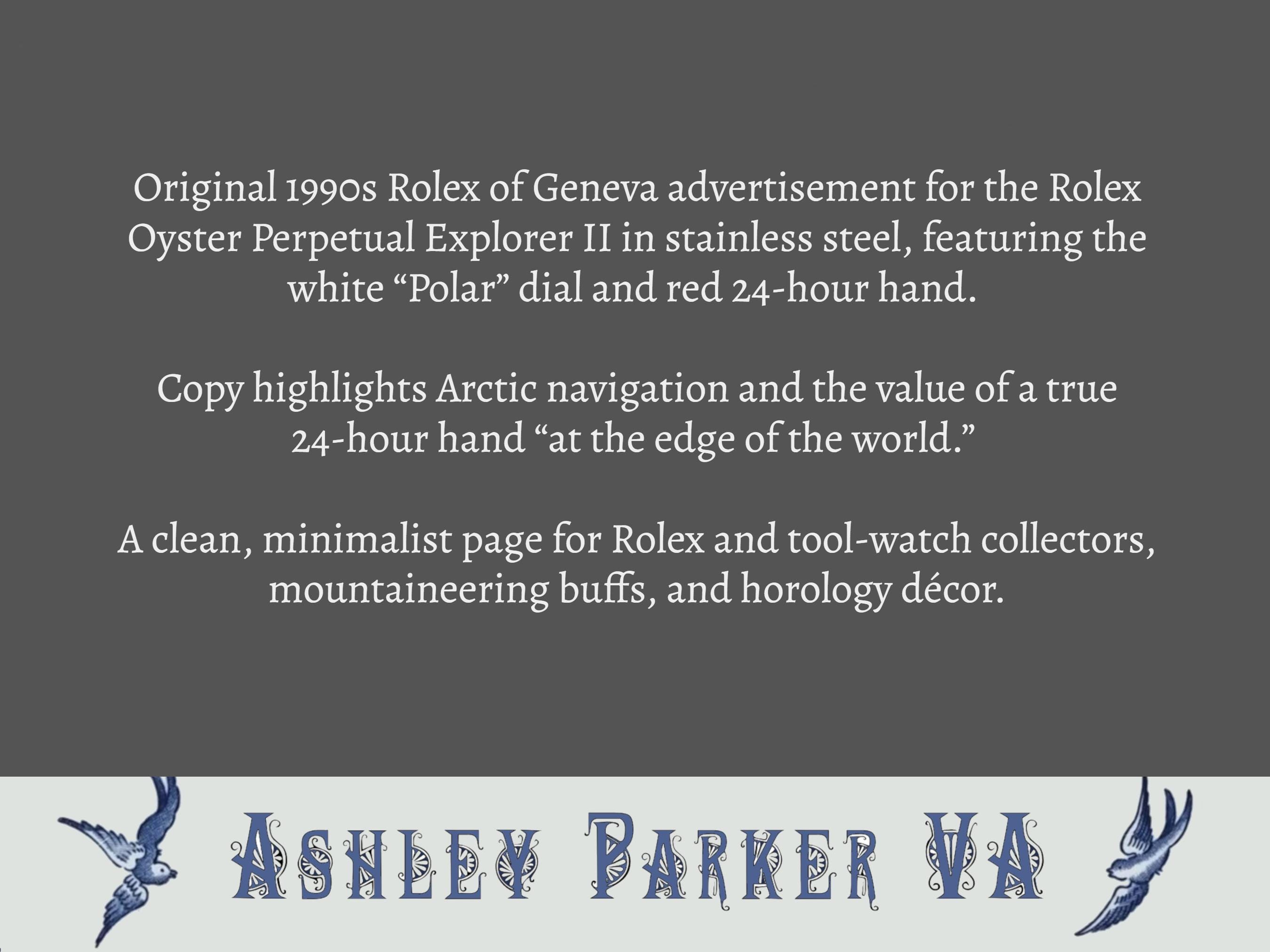 Rolex Explorer II “polar” 1990s Advertisement, Oyster Perpetual ...