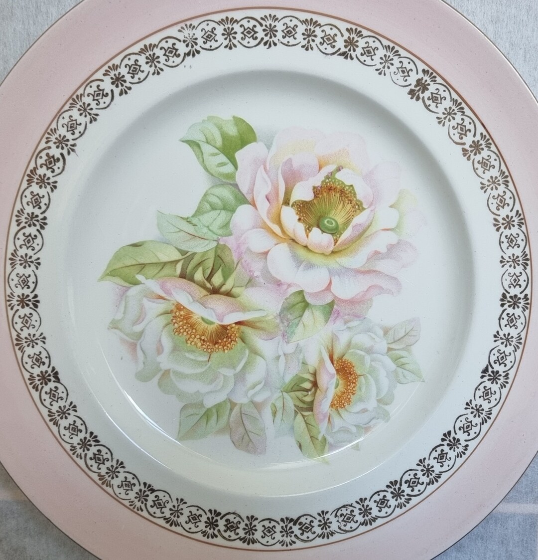 Royal Staffordshire Pottery A J Wilkinson Plate Large Roses 1940s Mark ...