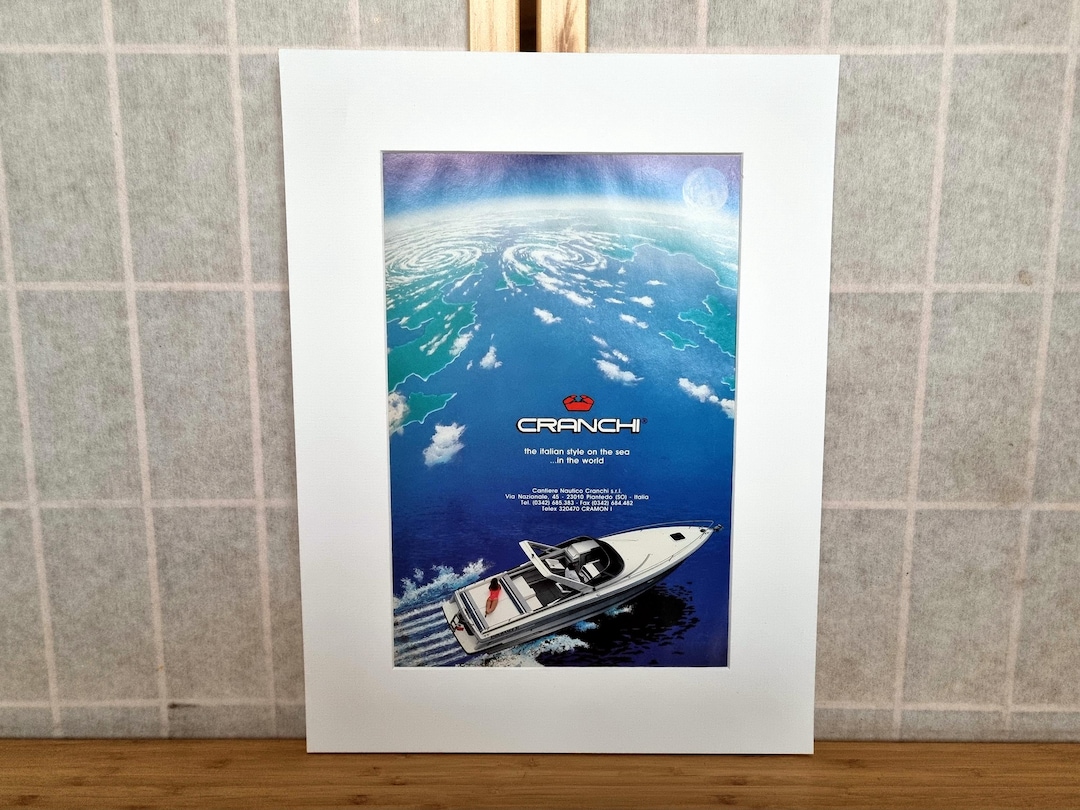 Motorboat Poster, Vintage Boat Advertising Print, Cranchi Powerboat ...