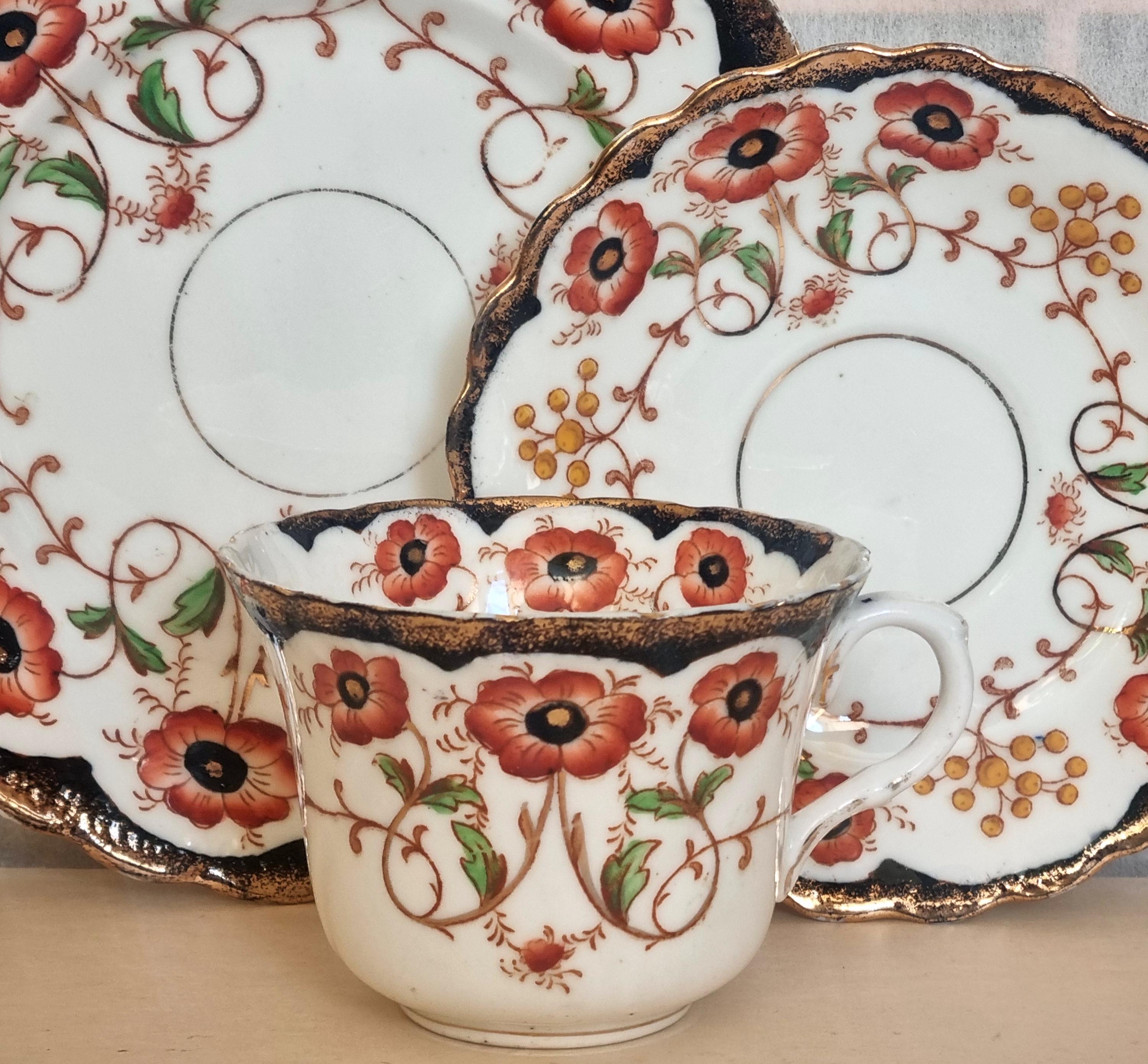 Victorian Imari Tea Trio | Antique Cartwright Edwards 1890s | Hand ...