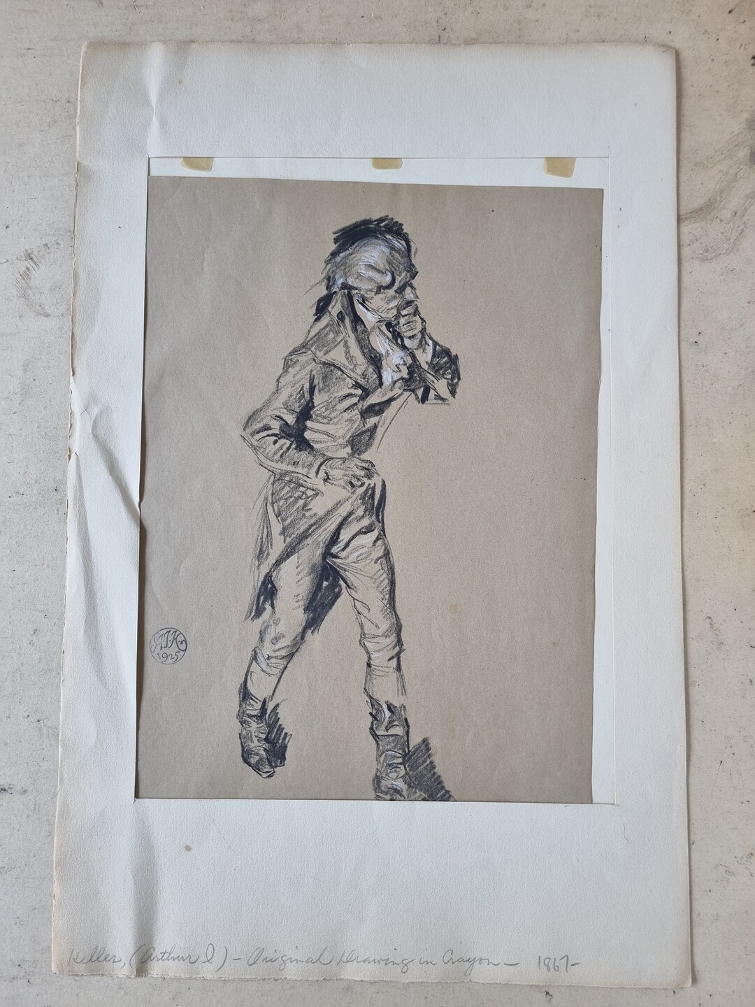 Arthur Keller Antique Original Drawing in Crayon 25x34cm - Etsy