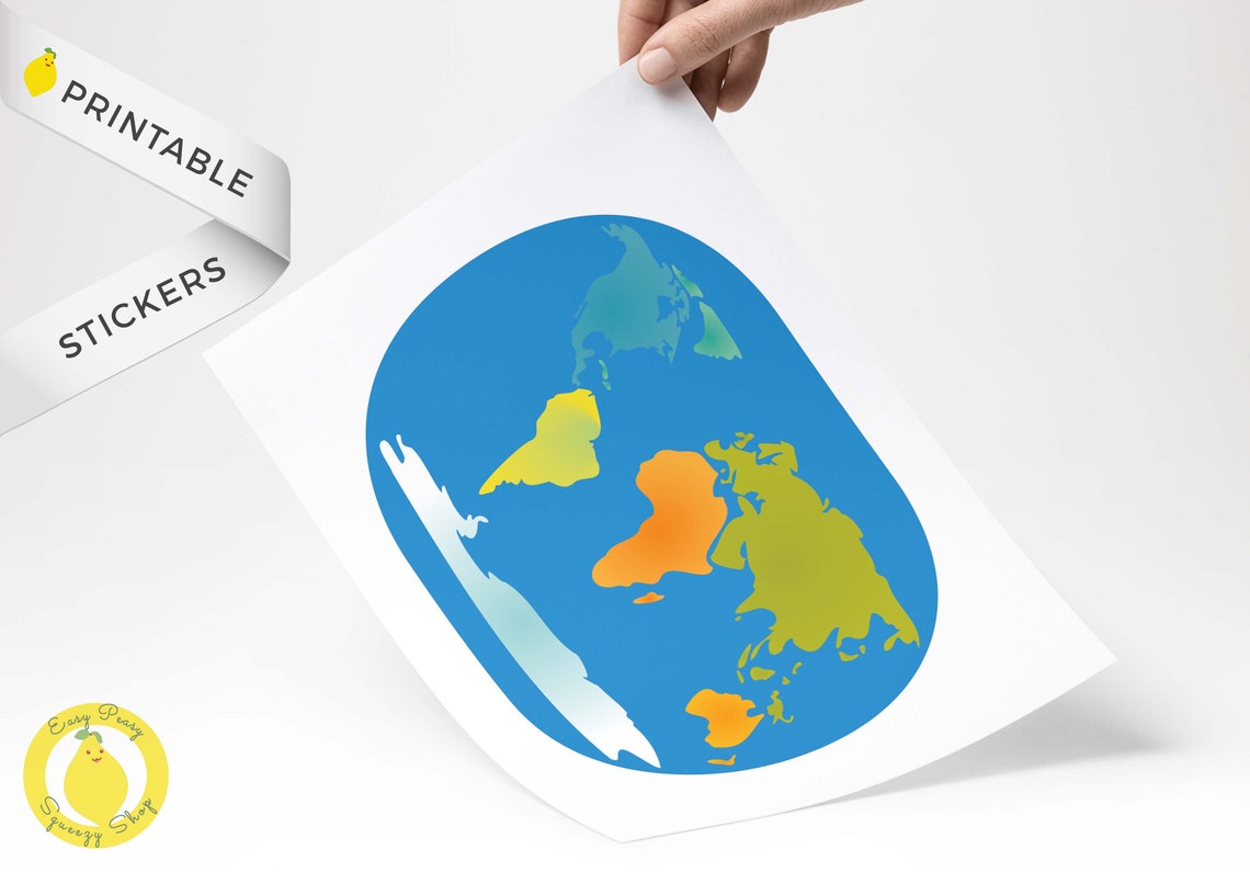 Printable Educational World Map Sticker | Continents | Oceans ...