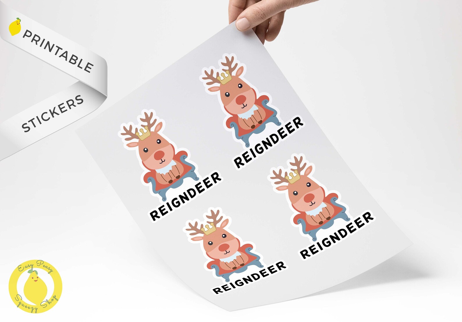 Printable Reigndeer Sticker | Winter | Christmas | Funny and Fun ...