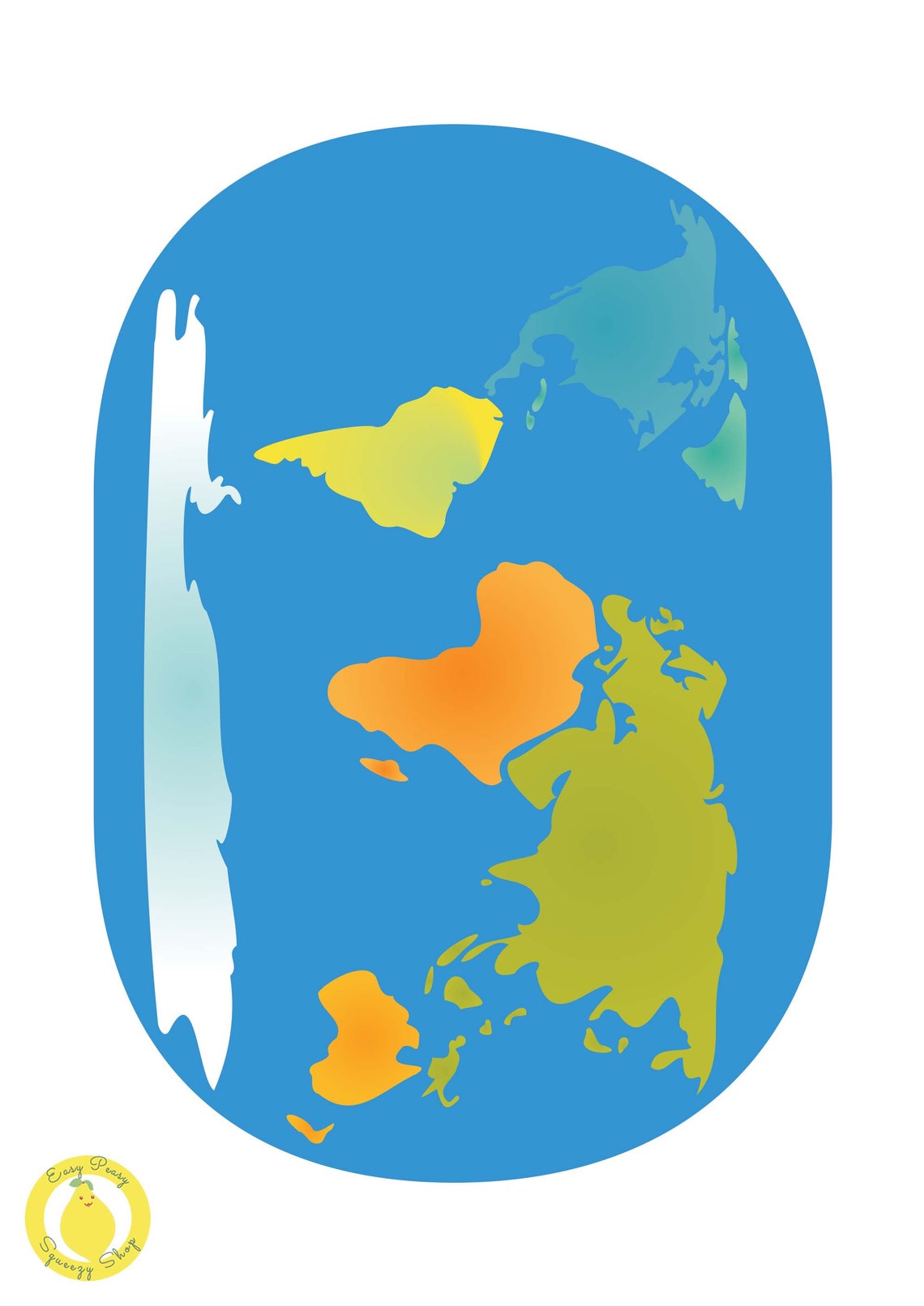 Printable Educational World Map Sticker Continents Oceans | Etsy