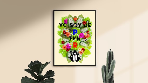 Yo Soy De P FKN R Bad Bunny Floral Quote Puerto Rico Art | Etsy