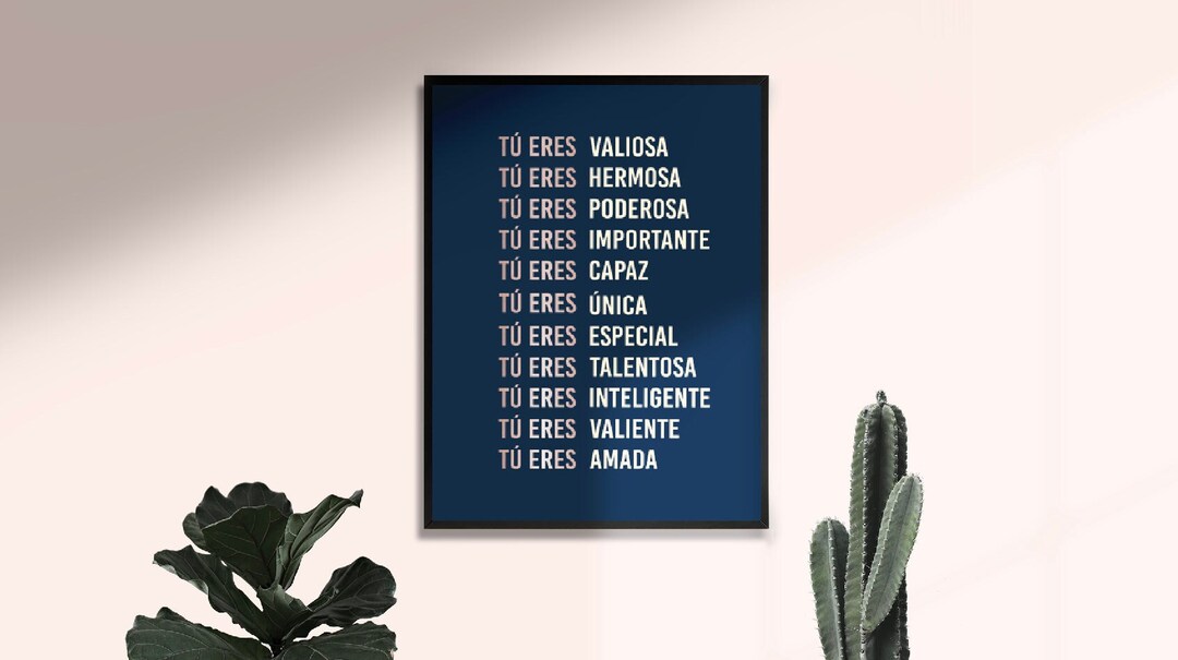 TÚ ERES AFIRMACIÓN | Blue & Rose Gold Physical Print | Latina Feminist ...