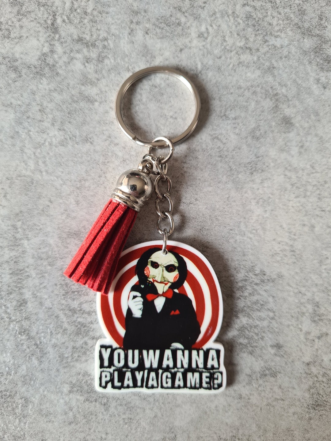 Saw Horror Do You Want to Play a Game Keyring Key Chain Handbag Charm ...
