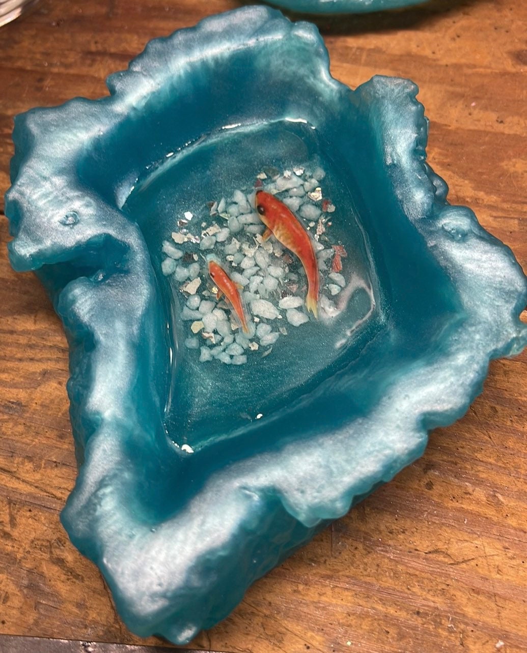 Resin 3D Gold Fish With Ocean Wave Bowl - Etsy